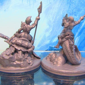 Sea Elf Rider Pair Mini Miniature Figure 3D Printed Model 28/32mm Scale ...