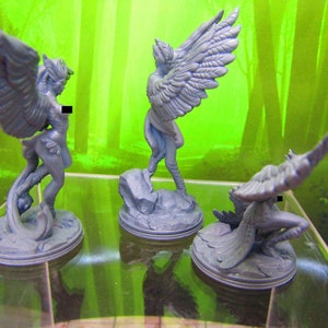 Lot of 3 Harpies Harpy Bird Monsters Mini Miniature Figure 3D Printed ...