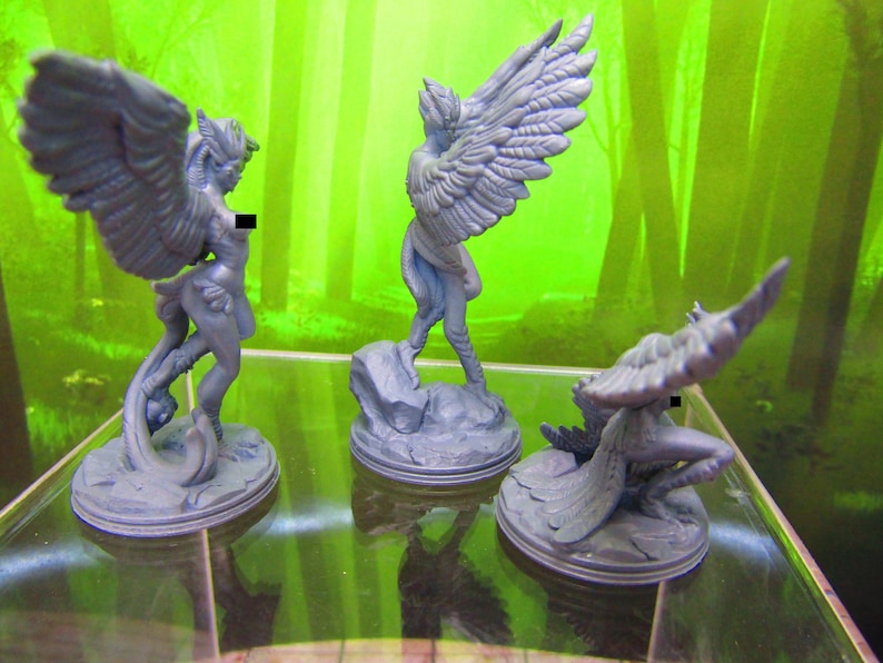 Lot of 3 Harpies Harpy Bird Monsters Mini Miniature Figure 3D Printed ...