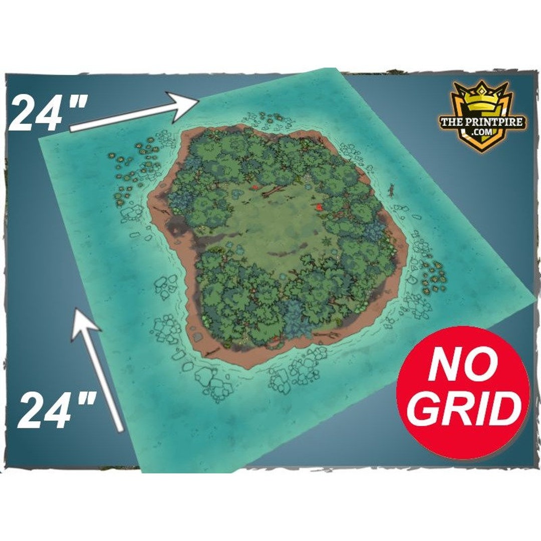 Woodland Island No Grid 24 X 24 Grid Paper Battlemat Battlegrid Map for ...