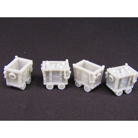 4pc Mine Carts Scatter Terrain Scenery 3D Printed Mini | Etsy