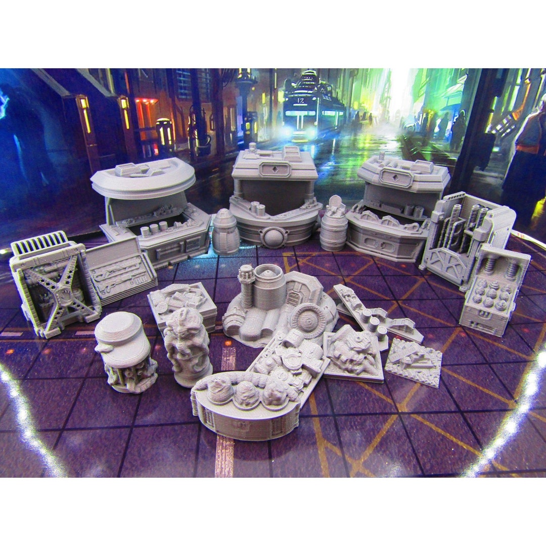 28pc Sci Fi Black Markets Stall Bazaar Set Scenery Terrain 3D Printed ...