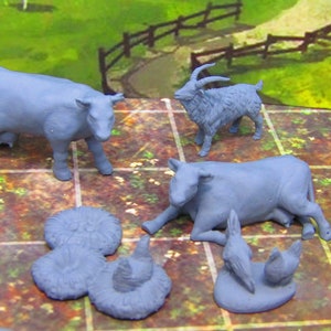12pc Farm Animals Livestock Set Cows Chickens Goats Mini Miniature 3D ...