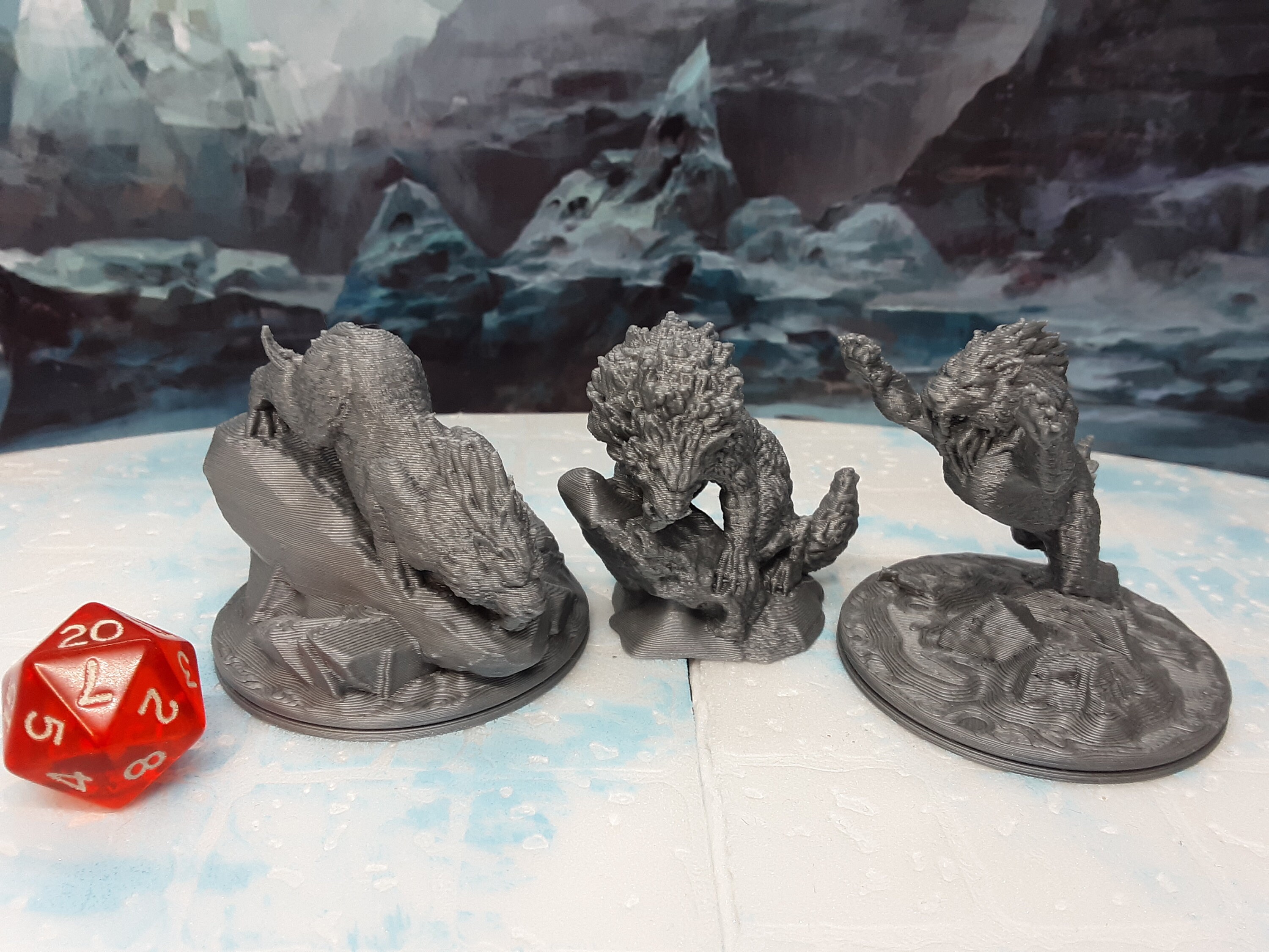 3 Piece Dire Wolf and Saber Tooth Tigers Lot 28mm Scale Figure | Etsy