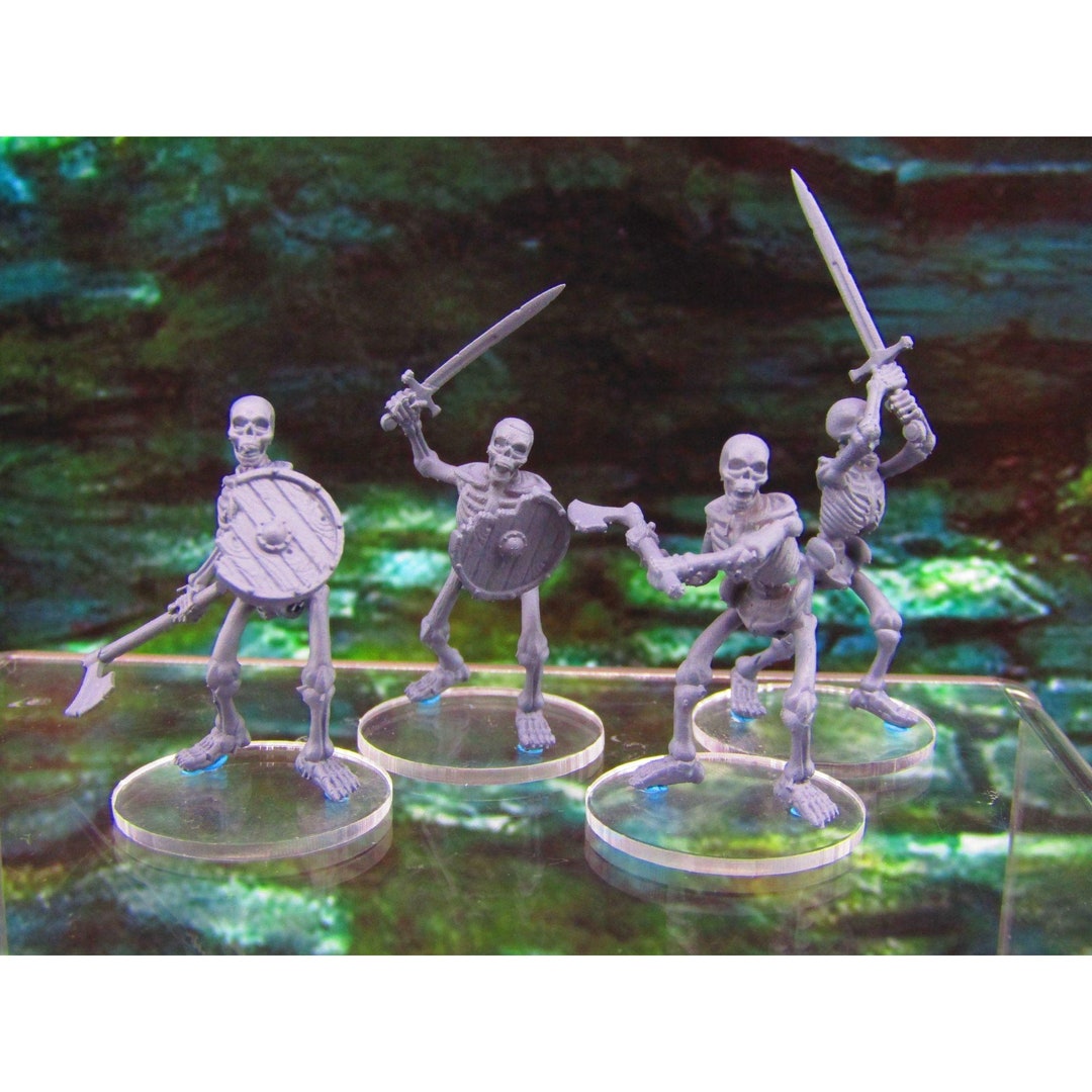 4pc Undead Skeletons Unarmored Fighters Mini Miniatures 3D Printed ...