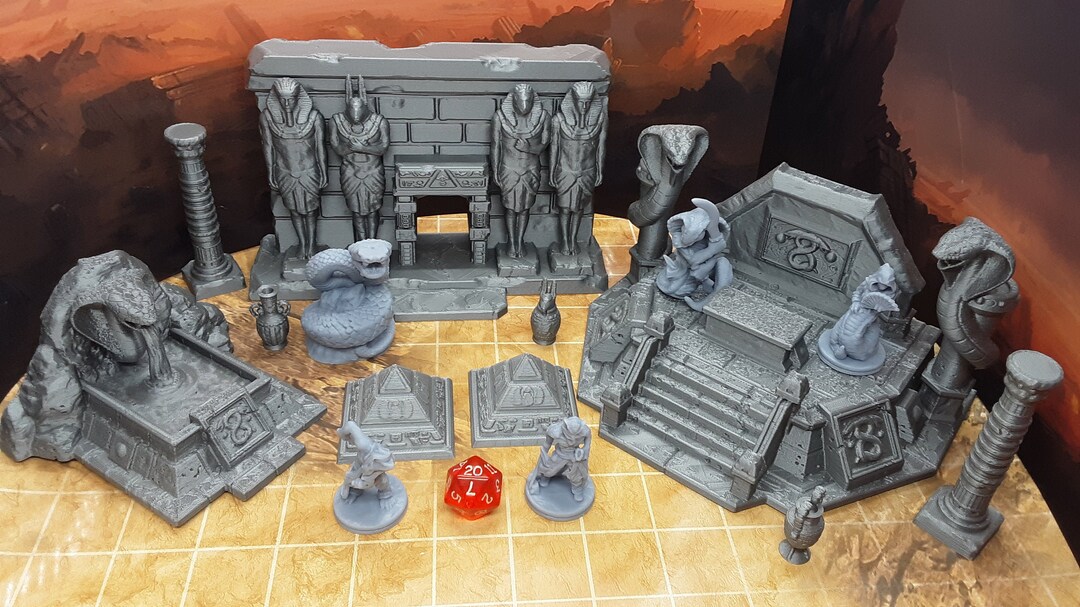 15 Piece Egyptian Tomb Snakefolke Snake God Encounter Set Scatter ...