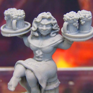 Dwarven Waitress Server Barkeep Barmaid Mini Miniatures 3D Printed ...