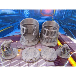 Containment Holding Chambers Cell Damaged Pair W/ Space Monsters Aliens ...