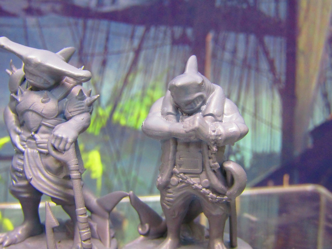 3pc Sharkman Pirate Wartribe Party Mini Miniature Figure 3D Printed ...