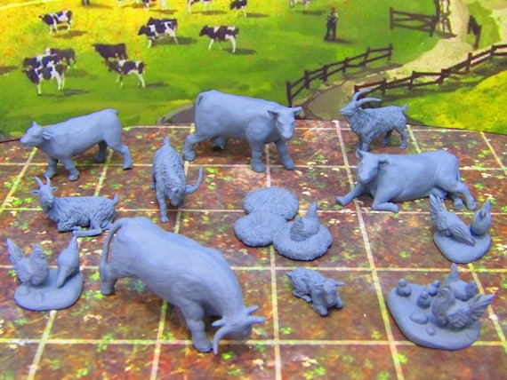 12pc Farm Animals Livestock Set Cows Chickens Goats Mini - Etsy