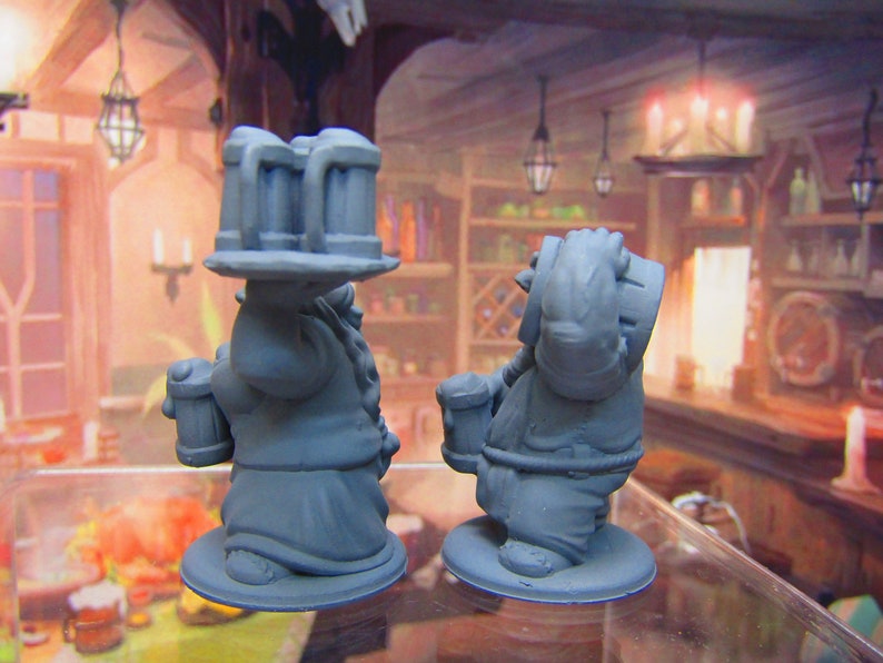 Dwarven Bartender and Waitress Mini Miniature Dwarf 3D Printed | Etsy