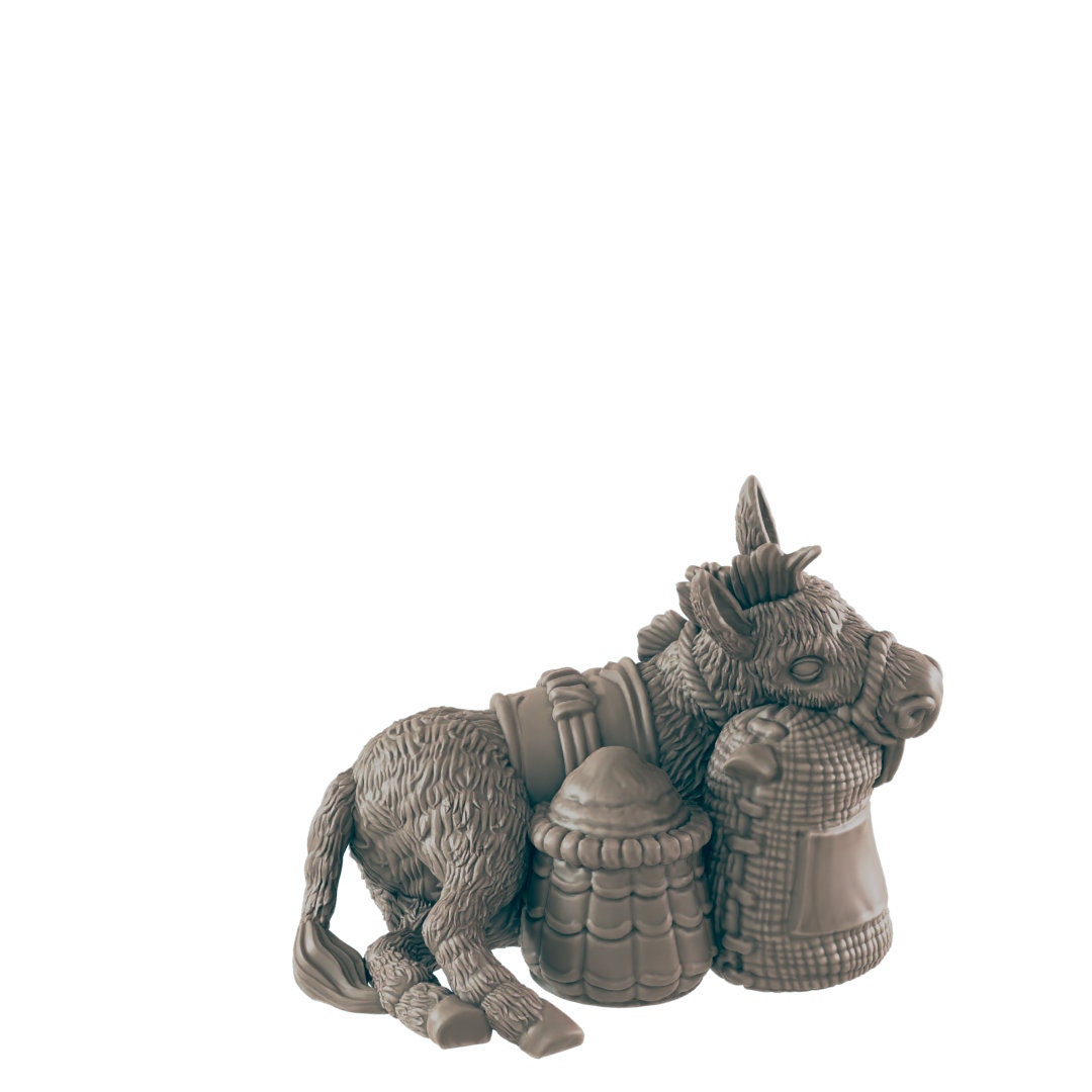 Resting Donkey Mini | Farm and Work Animal | Townsfolk NPC Figure | Dnd ...