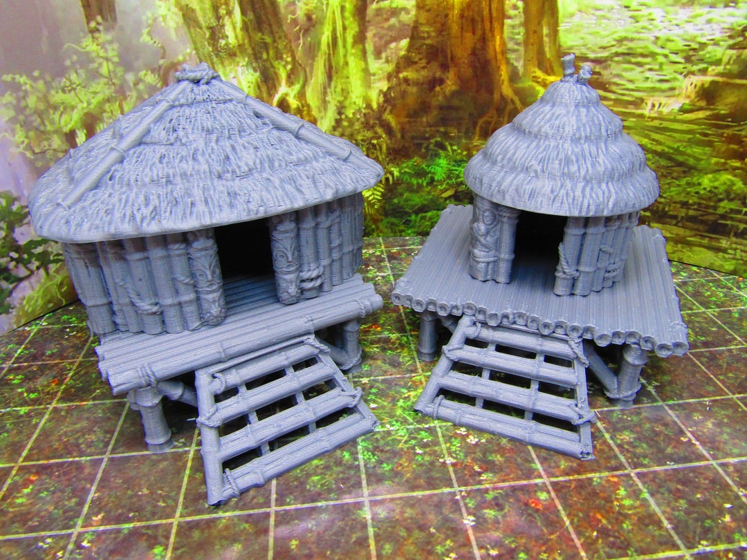 Pair of Tribal Swamp Hut Houses Scatter Terrain Scenery 3D Printed ...