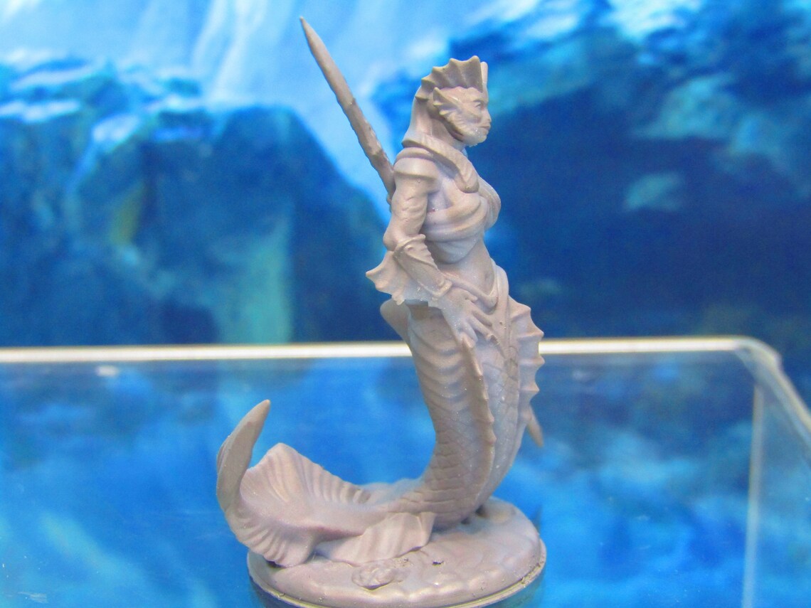 Merfolk Mermaid Female With Spear Mini Miniature Figure 3D | Etsy
