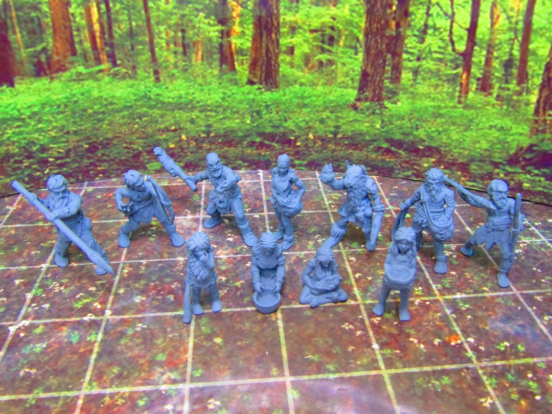 11pc Prehistoric Villager Tribe Set Mini Miniature 3D Printed Figure ...