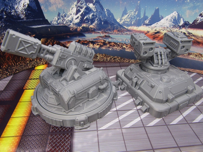 Large Gun & Missile Turrets Scatter Terrain Scenery Miniature | Etsy