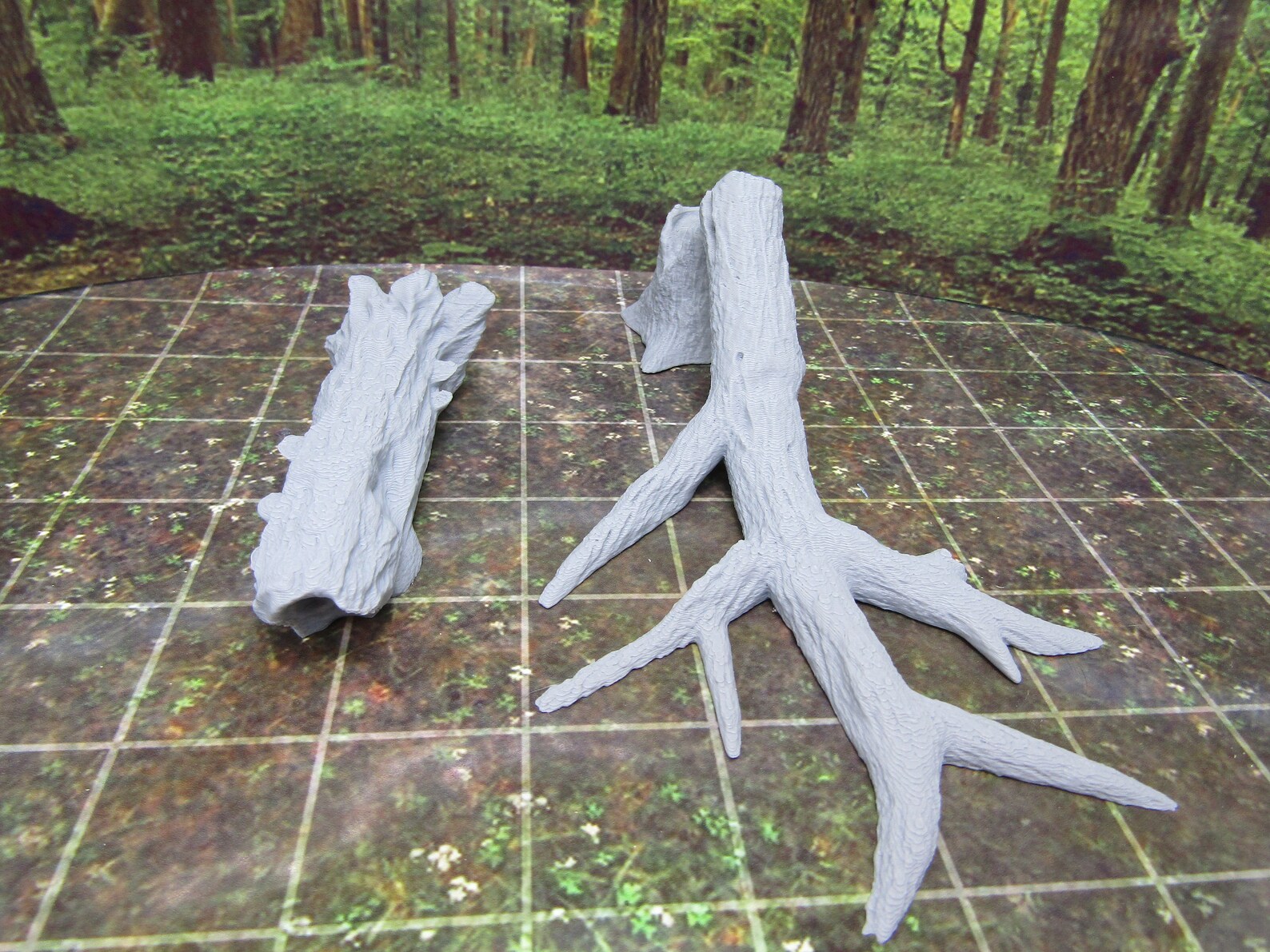 Fallen Tree and Mossy Log Pair Mini Scenery Terrain 3D Printed Model 28 ...