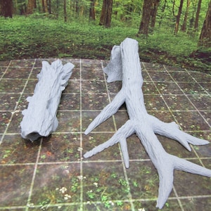 Fallen Tree and Mossy Log Pair Mini Scenery Terrain 3D Printed Model 28 ...