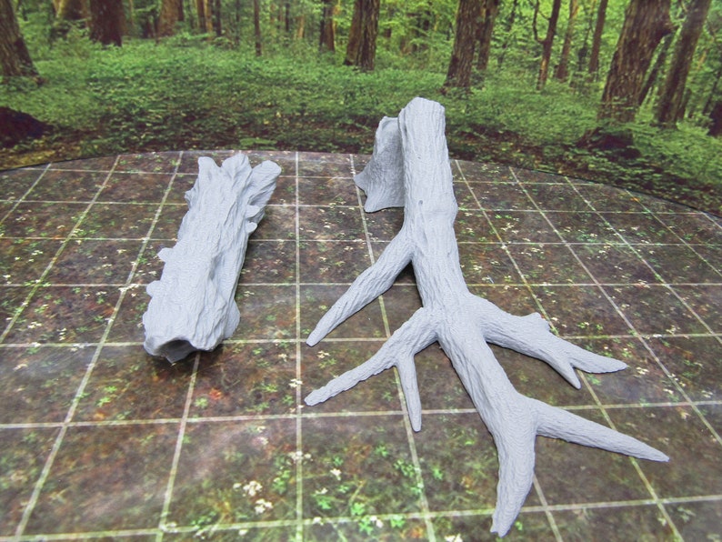 Fallen Tree and Mossy Log Pair Mini Scenery Terrain 3D Printed Model 28 ...