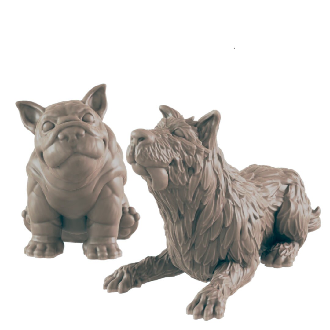 Dog Mini Pair of Doggos Bulldog & Terrier Dungeons and Dragons NPC ...