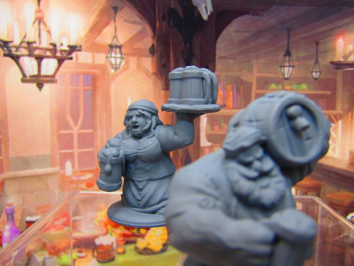 Dwarven Bartender and Waitress Mini Miniature Dwarf 3D Printed - Etsy