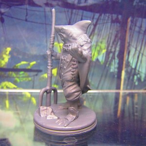 Sharkman Pirate W/ Trident Spear Mini Miniature Figure 3D Printed Model ...