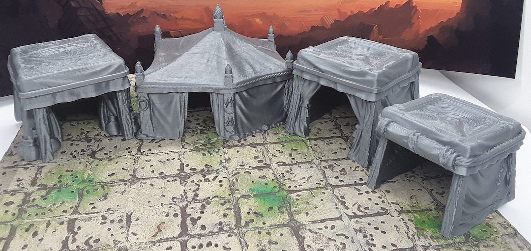 4 Piece Desert Camp Tents Removable Tops Scatter Terrain Tabletop ...