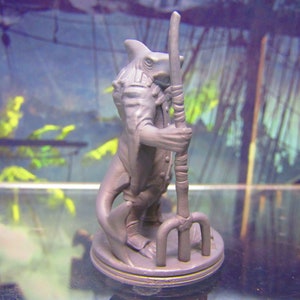 Sharkman Pirate W/ Trident Spear Mini Miniature Figure 3D Printed Model ...