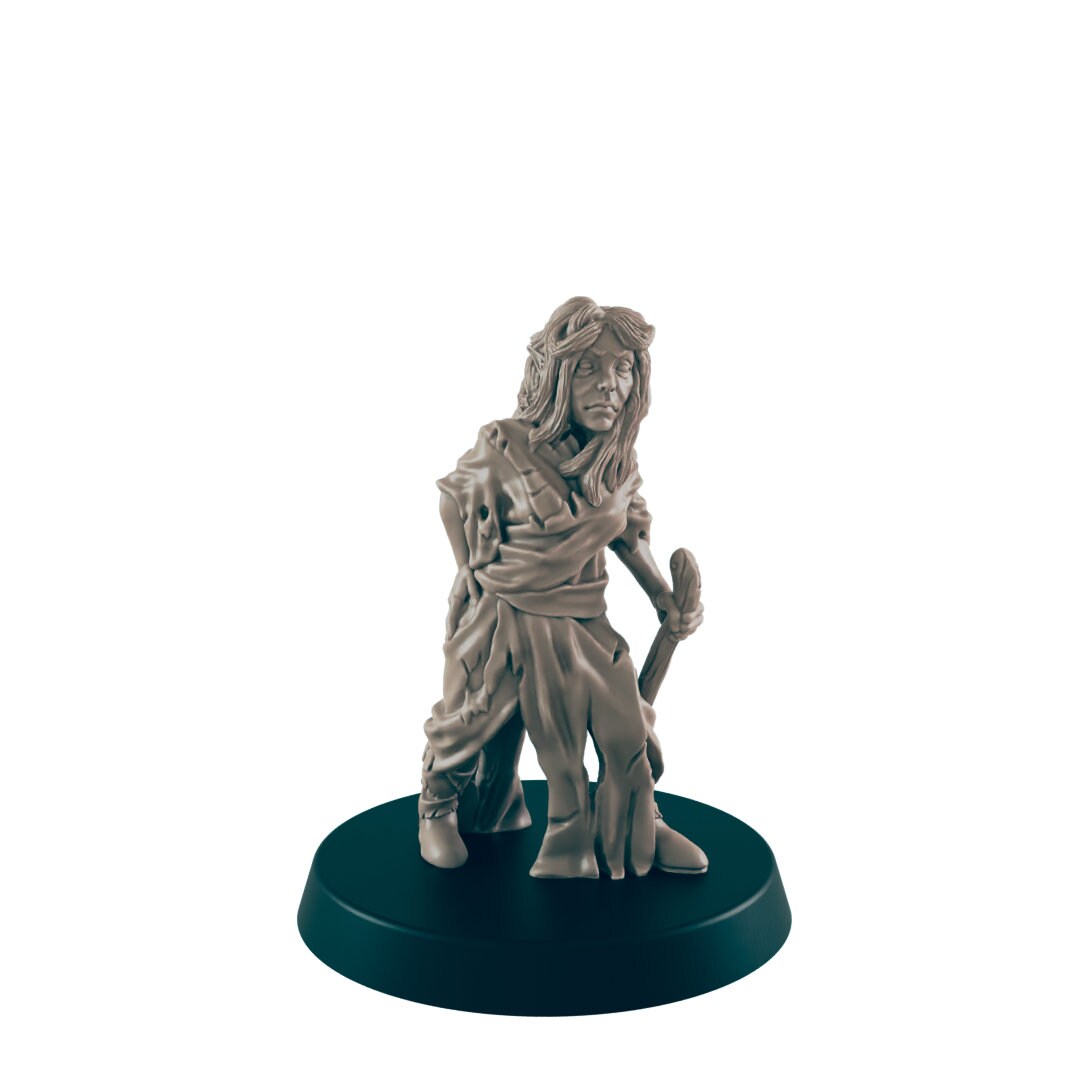 Elf Mini Destitute & Homeless Female Townsfolk NPC Figure Dnd Wargaming ...