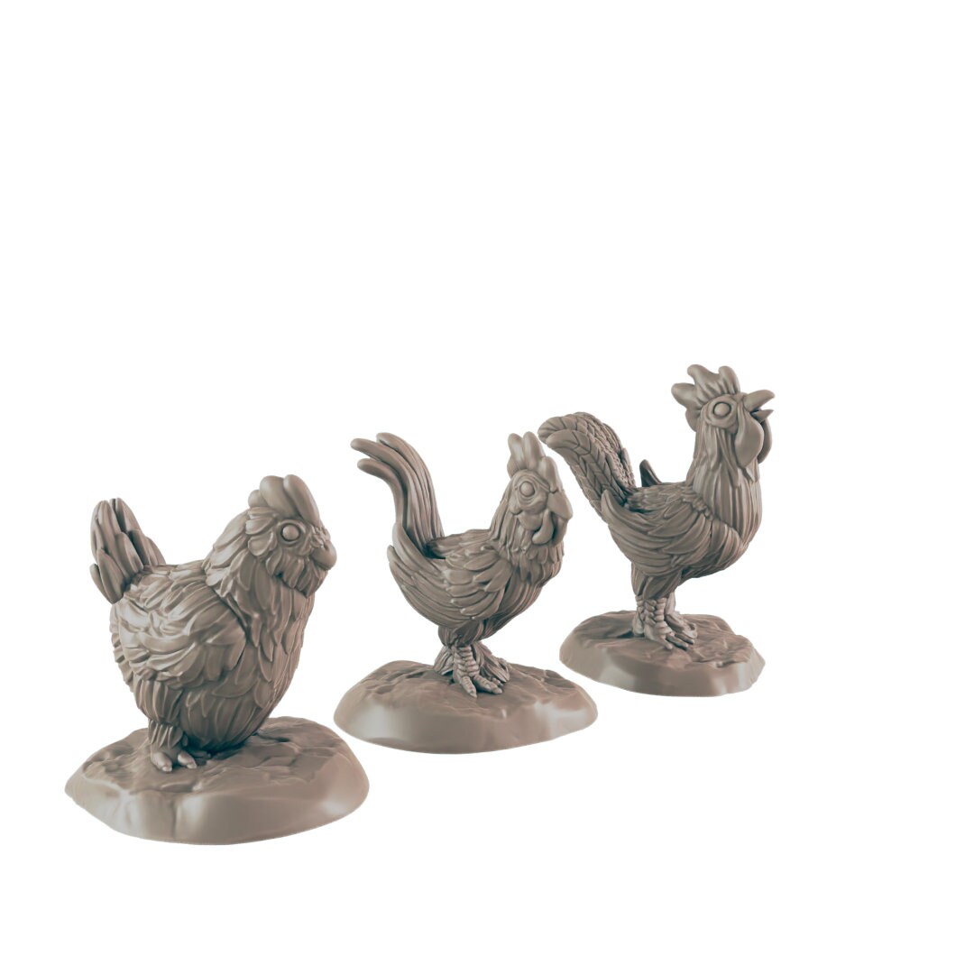Chickens Mini Farm Animals Dungeons and Dragons NPC Figure Pathfinder ...