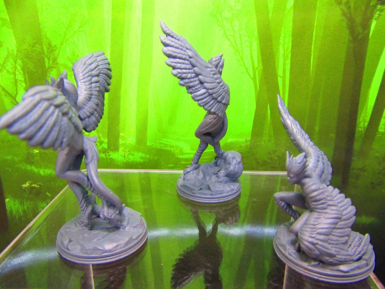 Lot of 3 Harpies Harpy Bird Monsters Mini Miniature Figure 3D Printed ...