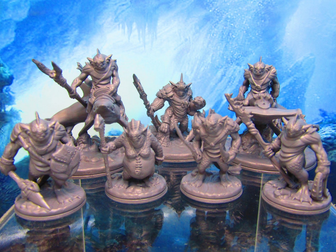 7pc Sea Devil Lot Mini Miniature Figure 3D Printed Model 28/32mm Scale ...