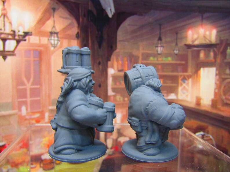 Dwarven Bartender and Waitress Mini Miniature Dwarf 3D Printed | Etsy