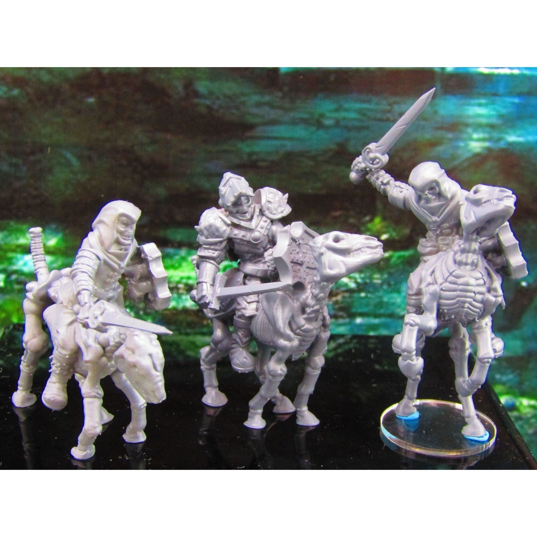 3pc Mounted Skeleton Horse Rider Cavalry Set Mini Miniature Model ...