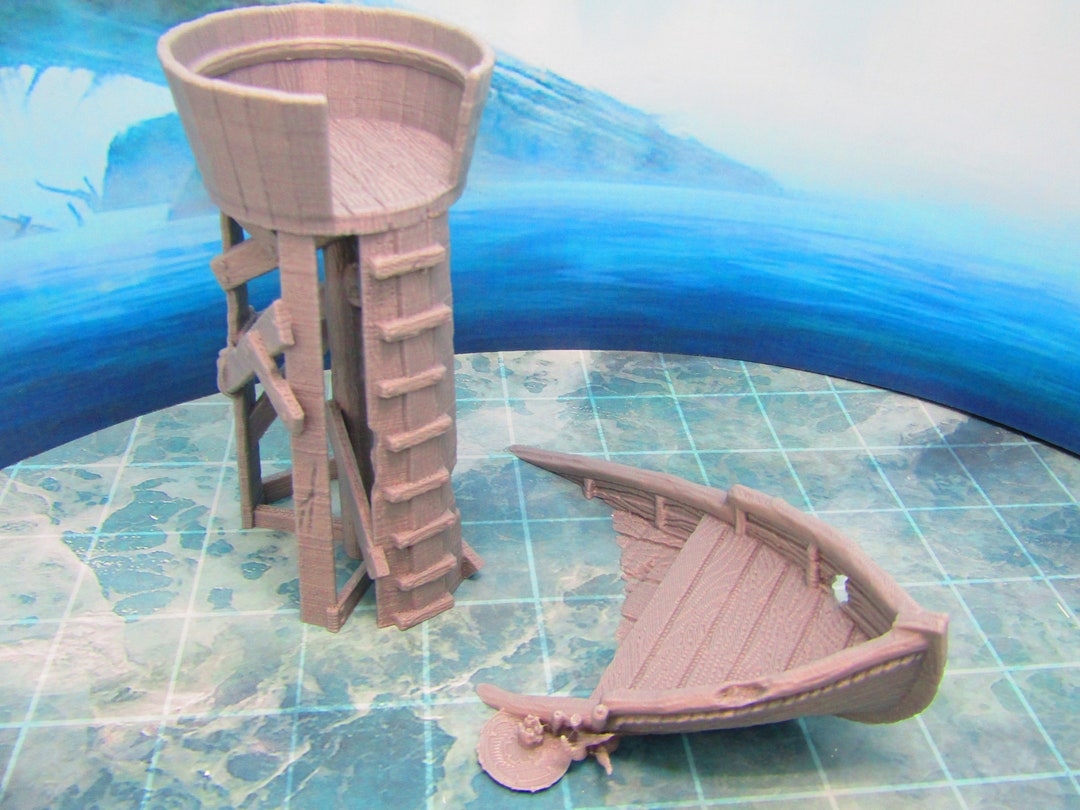 Sunken Boat W/ Crow's Nest Watchtower Scatter Terrain Scenery 3D ...