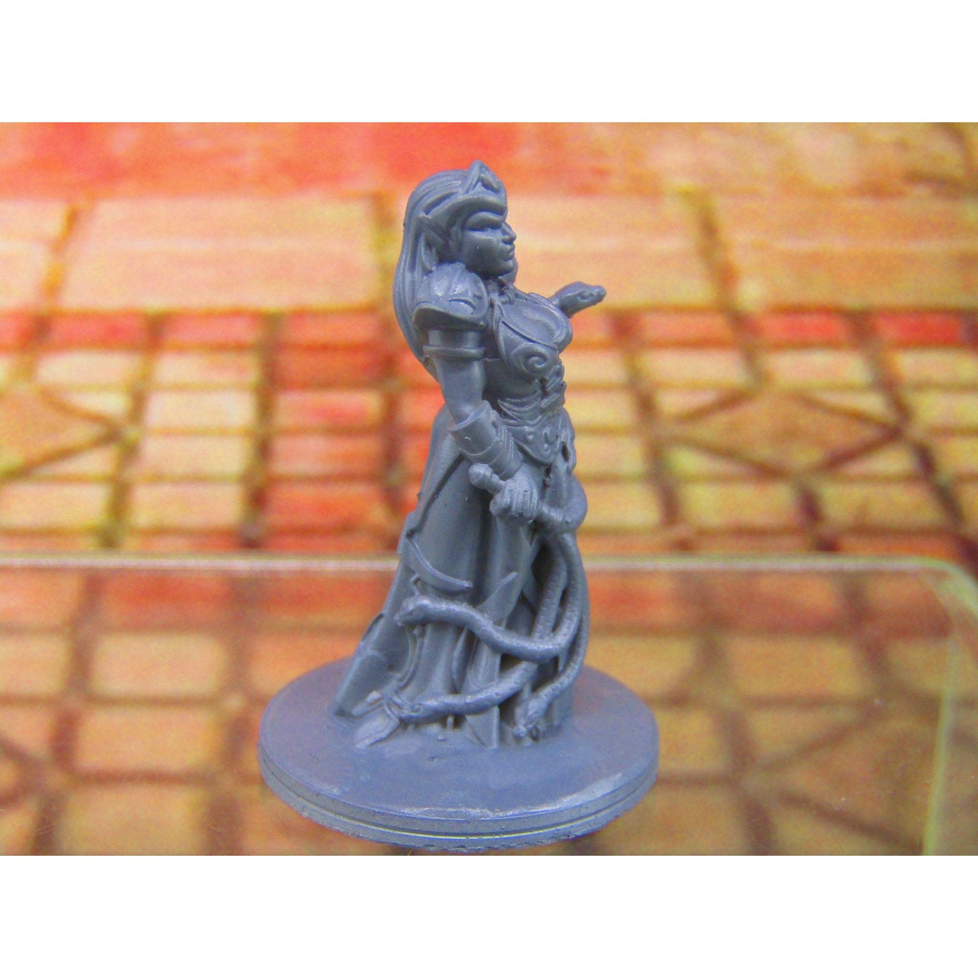 Dark Elf Cleric Female W/ Snake Whip Mini Miniature Figure 3D Printed ...