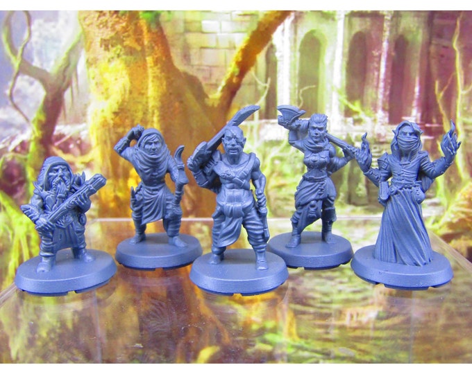 5pc Player Characters Dwarf, Elf, Half Orc, Half Elf, Human Mini ...