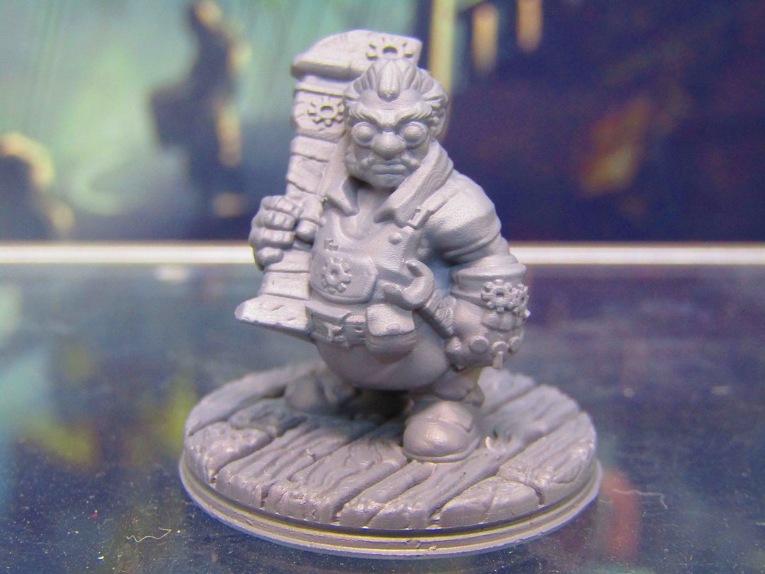 Gnome Engineer Mini Miniature Figure 3D Printed Model 28/32mm Scale ...