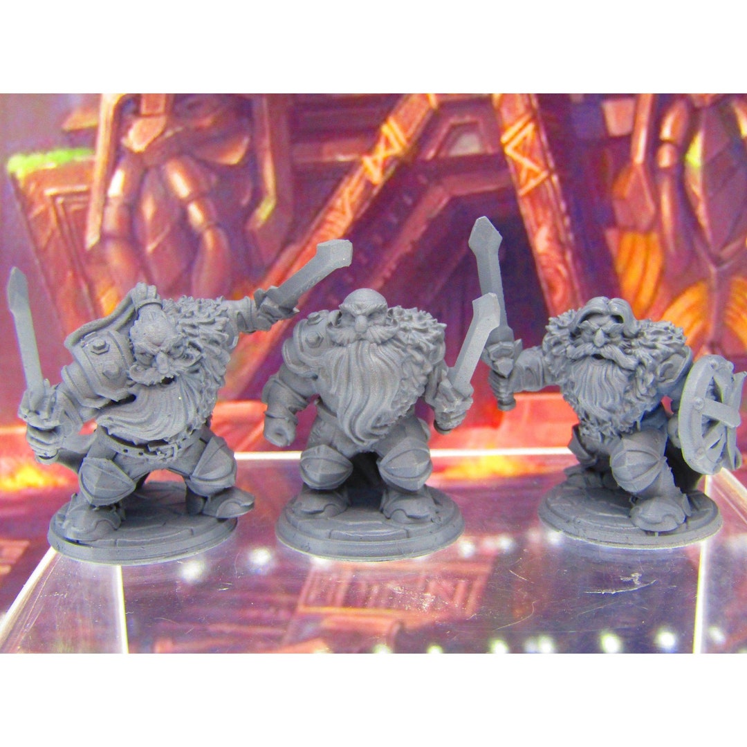 3pc Dwarf Barbarian Berserkers Viking Mini Miniature Figure 3D Printed ...