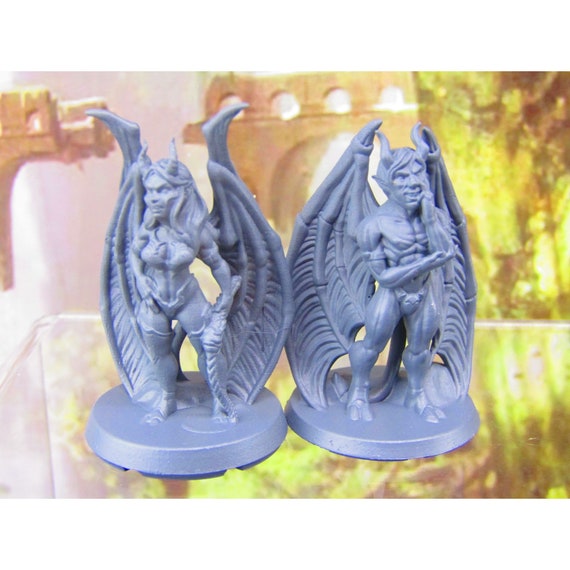Incubus and Succubus Demon Pair Mini Miniatures 3D Printed | Etsy
