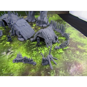 Prehistoric Caveman Tribal Village Rampart Set Mini Miniature Model ...