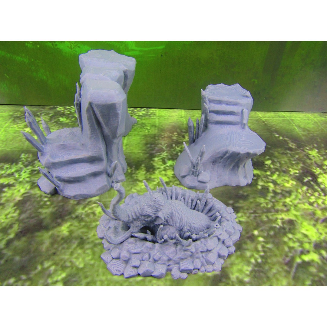 3pc Mammoth Ambush Prehistoric Caveman Tribal Trap Set Scatter Terrain ...
