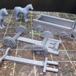 Horse & Wagon Cart Set 28mm Scale Fantasy Scatter Terrain Model for RPG ...