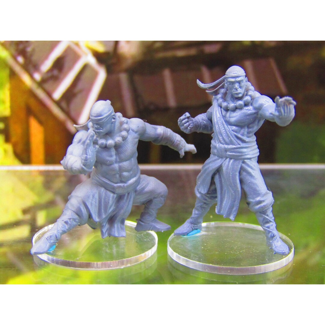 Monk Fighter Pair Mini Miniature Figure 3D Printed Model 28/32mm Scale ...