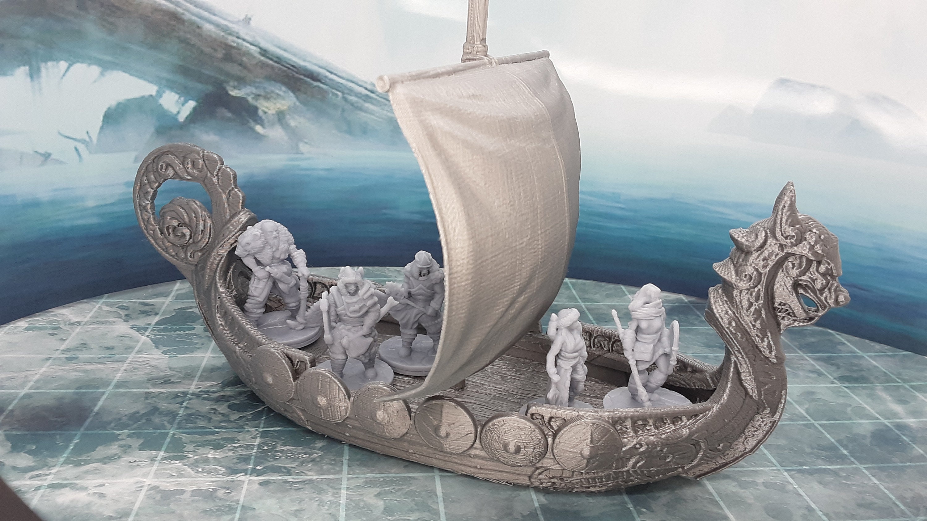 5 Viking Minis Figures and Viking Barbarian Long Ship Sail | Etsy