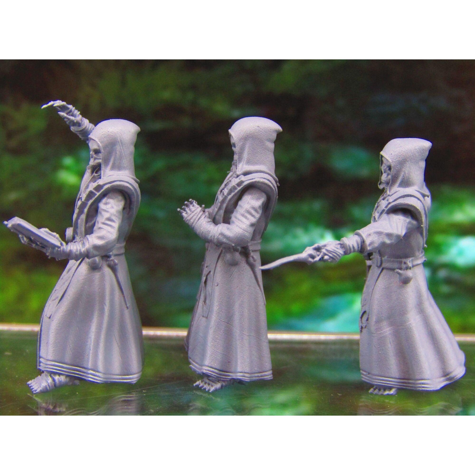 3pc Undead Skeletons Acolyte Cultists Dark Wizard Sorcerer Mini ...