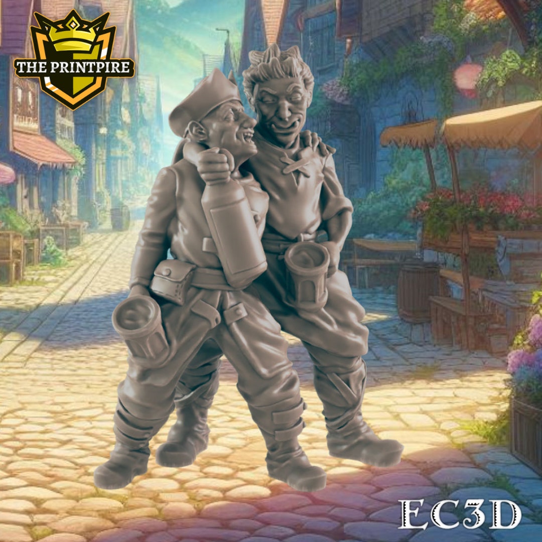 Drunken Human Mini Pair of Drunks Walking Dungeons and Dragons NPC ...