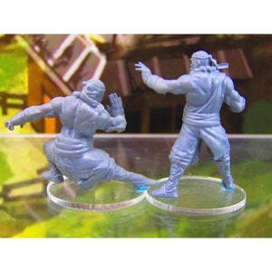 Monk Fighter Pair Mini Miniature Figure 3D Printed Model 28/32mm Scale ...