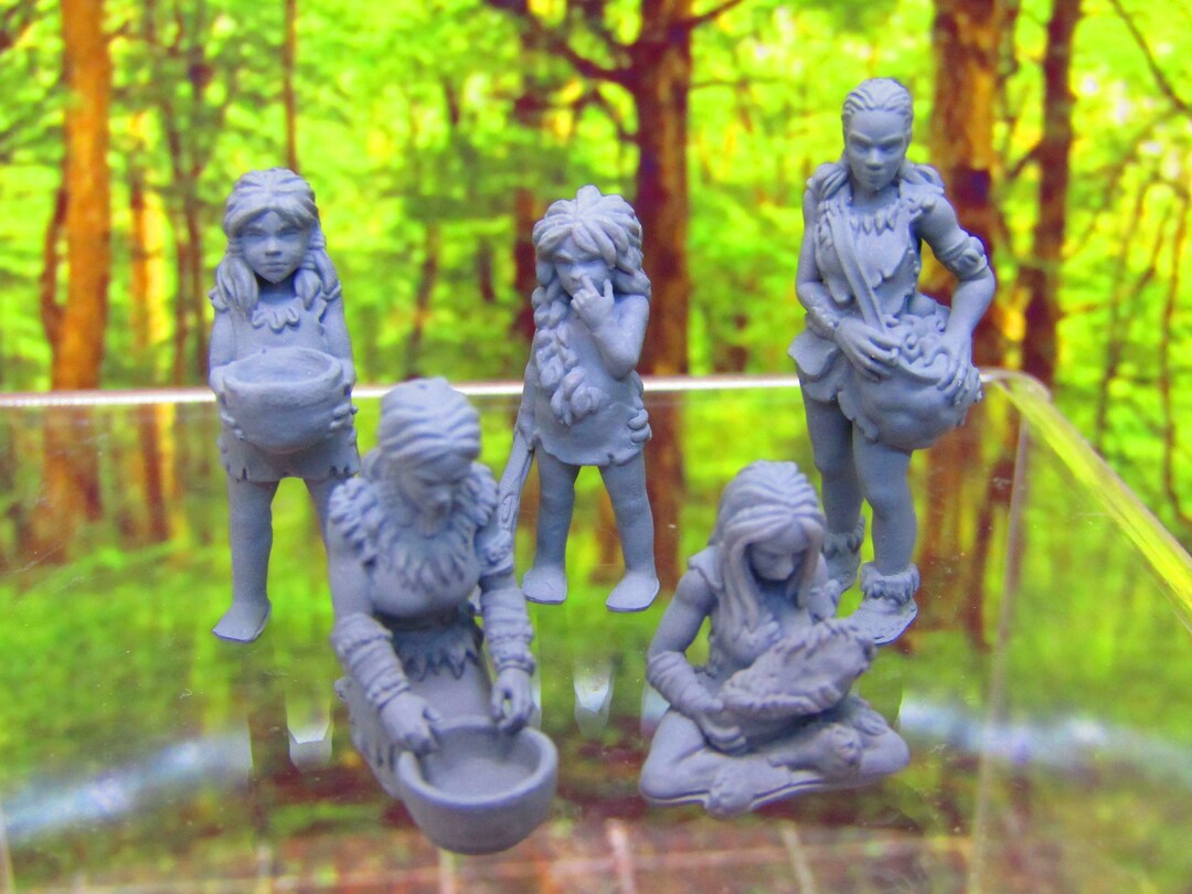 5pc Villager Tribe Women & Children Set Mini Miniature 3D Printed ...
