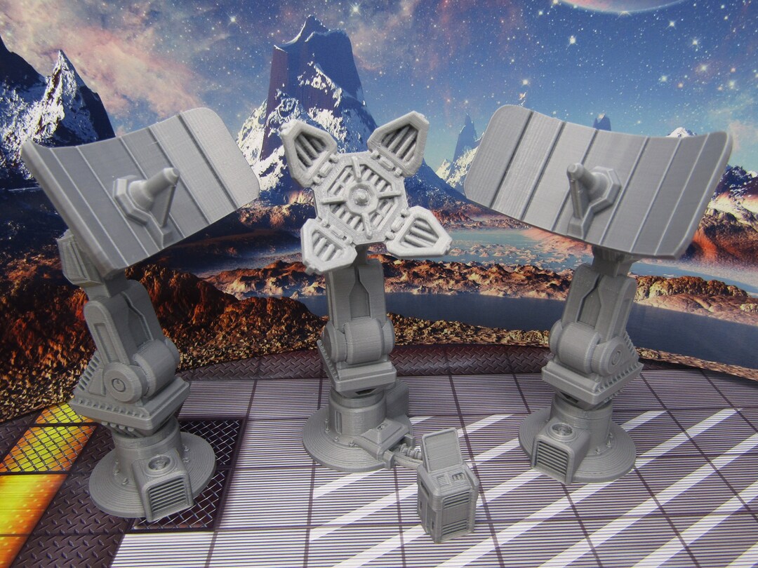 Com Tower & Satellite Dishes Scatter Terrain Scenery Miniature 3D ...